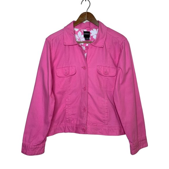 Erika | Jackets & Coats | Erika Canvas Jacket Bright Bubble Gum Pink ...